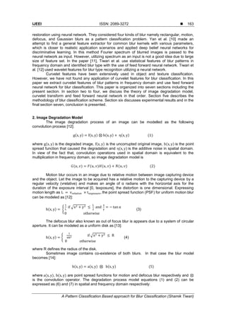 A Pattern Classification Based approach for Blur Classification | PDF