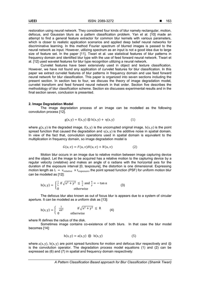 A Pattern Classification Based approach for Blur Classification | PDF