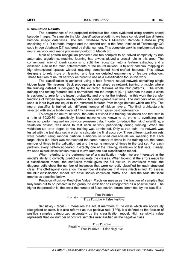 A Pattern Classification Based approach for Blur Classification | PDF