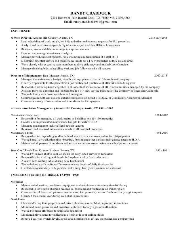 Randy Craddock Resume July 2015