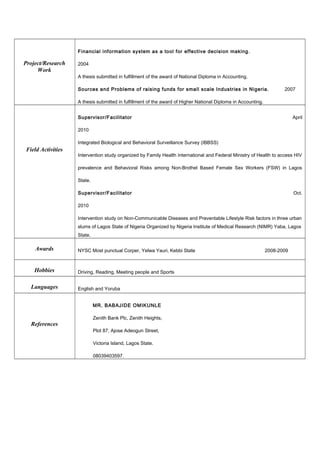 My Resume Store | DOC | Business Accounting & Finance | Business