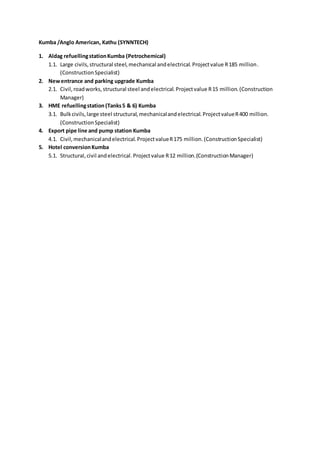Project list. 1 | DOCX