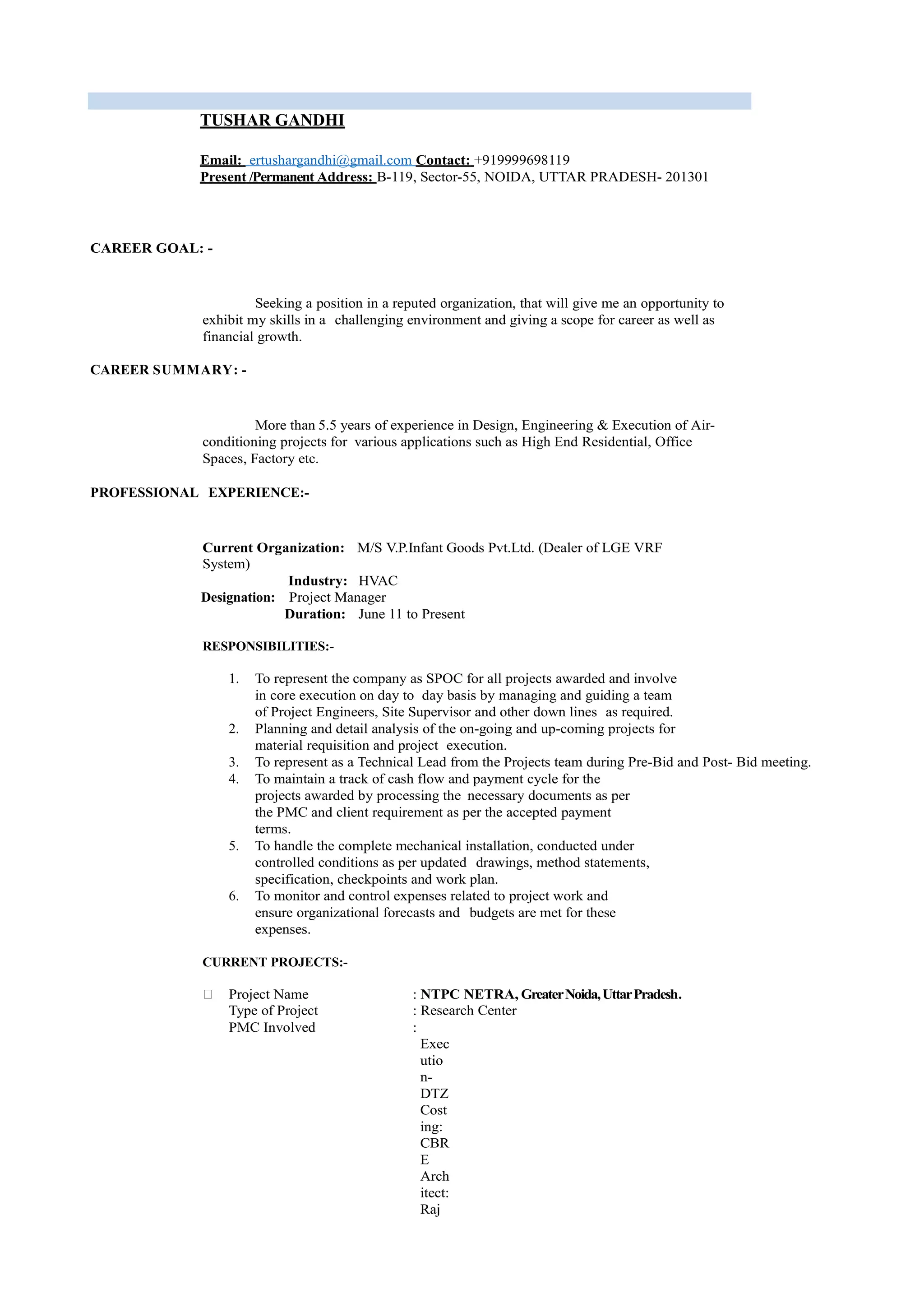 TUSHAR GANDHI- Updated Resume | RTF