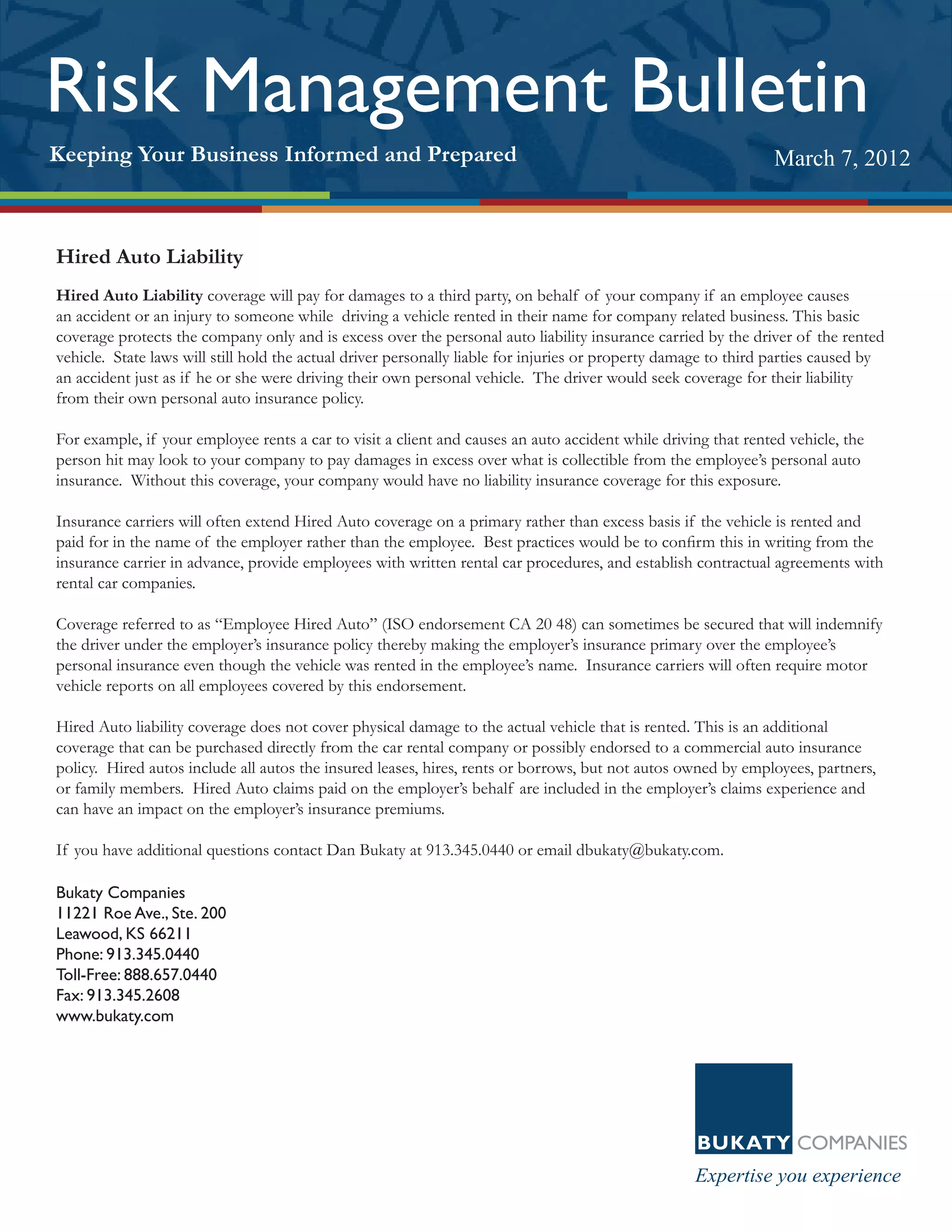 Hired Auto Liability | PDF | Motor Insurance | Insurance