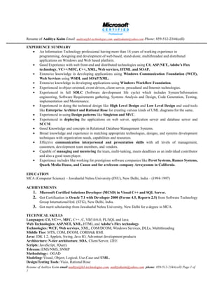 AadityaKaim_Resume_ASP NET_2016 | PDF