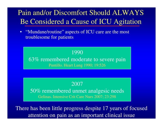 Controlling ICU Agitation; Context Determines Strategy Ways to ...