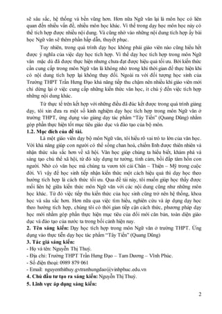 Đề tài: Dạy học tích hợp trong môn Ngữ văn ở trường THPT, HAY | DOCX