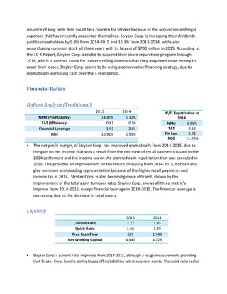 Stryker Financial Analysis | PDF