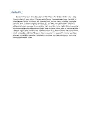 Stryker Financial Analysis | PDF