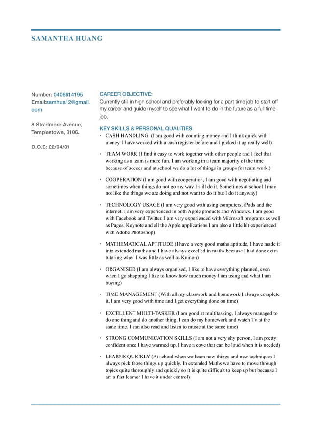 SAM'S PERSONAL RESUME | PDF