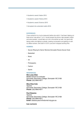 SAM'S PERSONAL RESUME | PDF