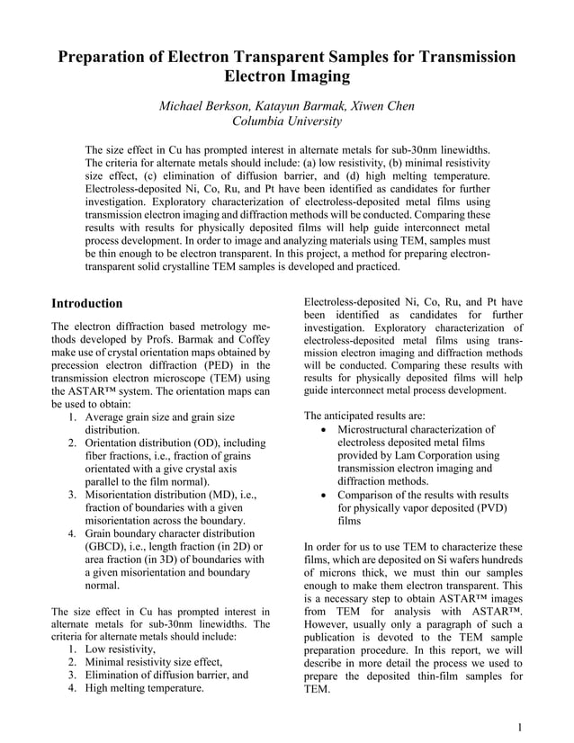 Michael Berkson Summer REU Extended Abstract | PDF