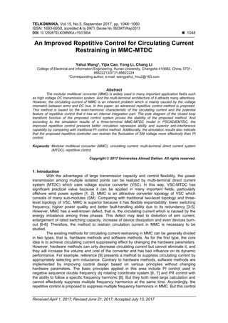 An Improved Repetitive Control for Circulating Current Restraining in MMC-MTDC | PDF
