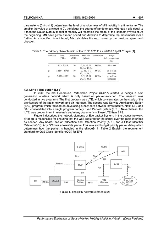 Performance Evaluation of Gauss-Markov Mobility Model in Hybrid LTE-VANET Networks | PDF