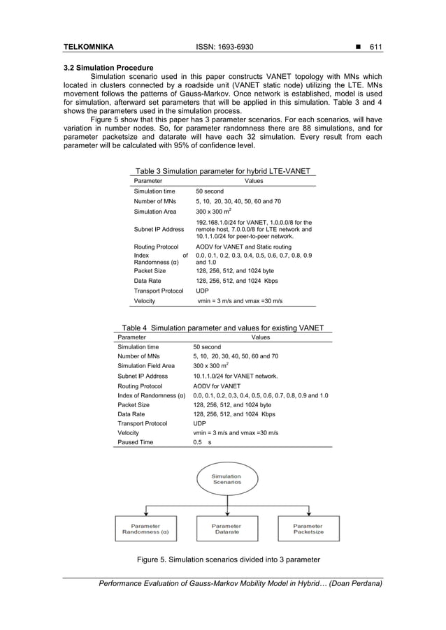 Performance Evaluation of Gauss-Markov Mobility Model in Hybrid LTE-VANET Networks | PDF