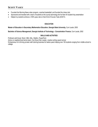 Scott Vasey Resume - Linked In | PDF