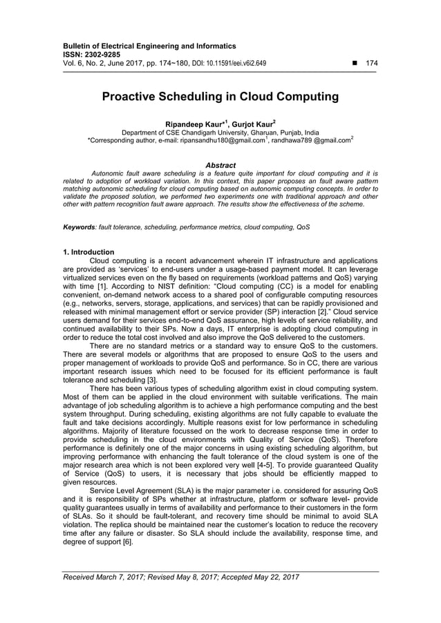 Proactive Scheduling in Cloud Computing | PDF
