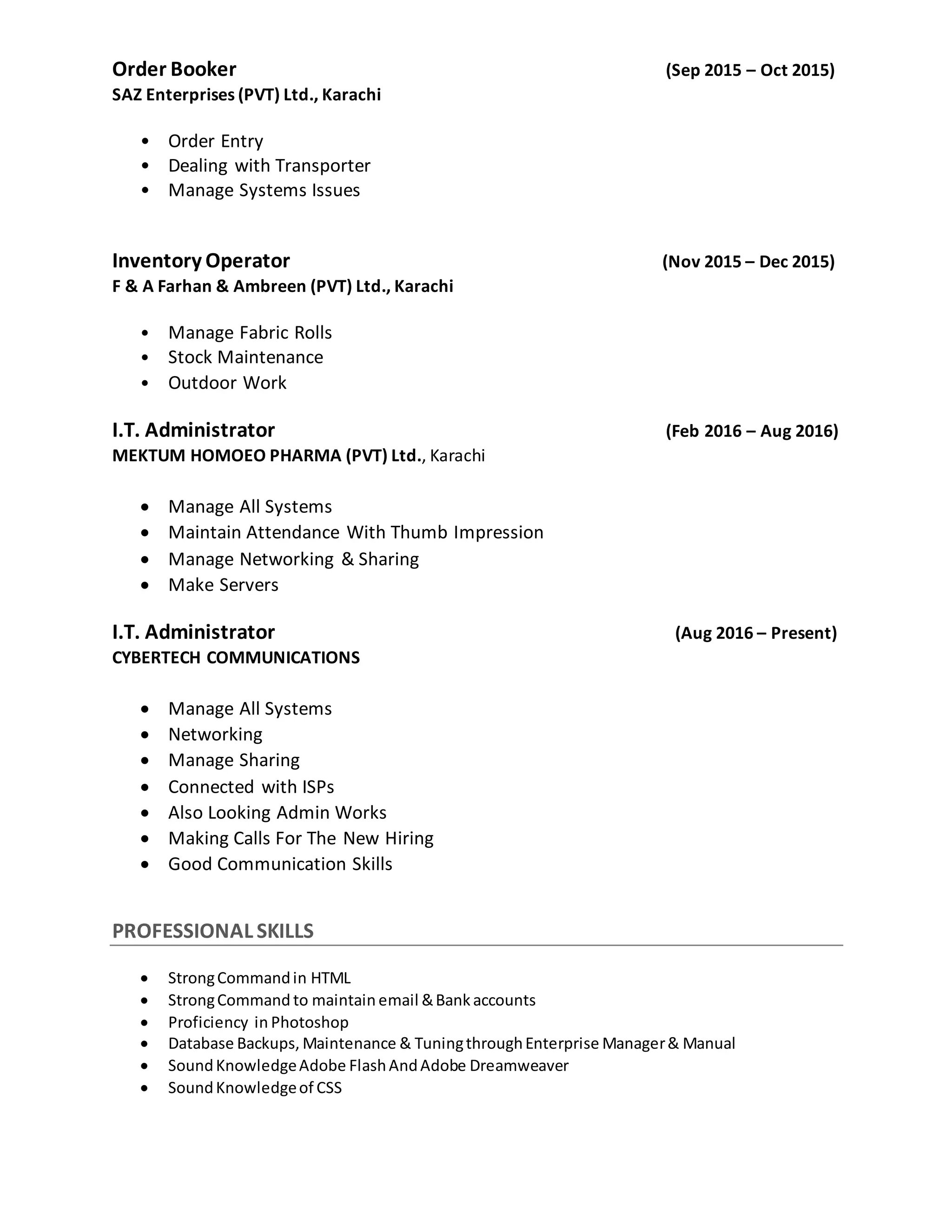 Sikander's New CV-1 | DOCX | Databases | Computer Software and Applications