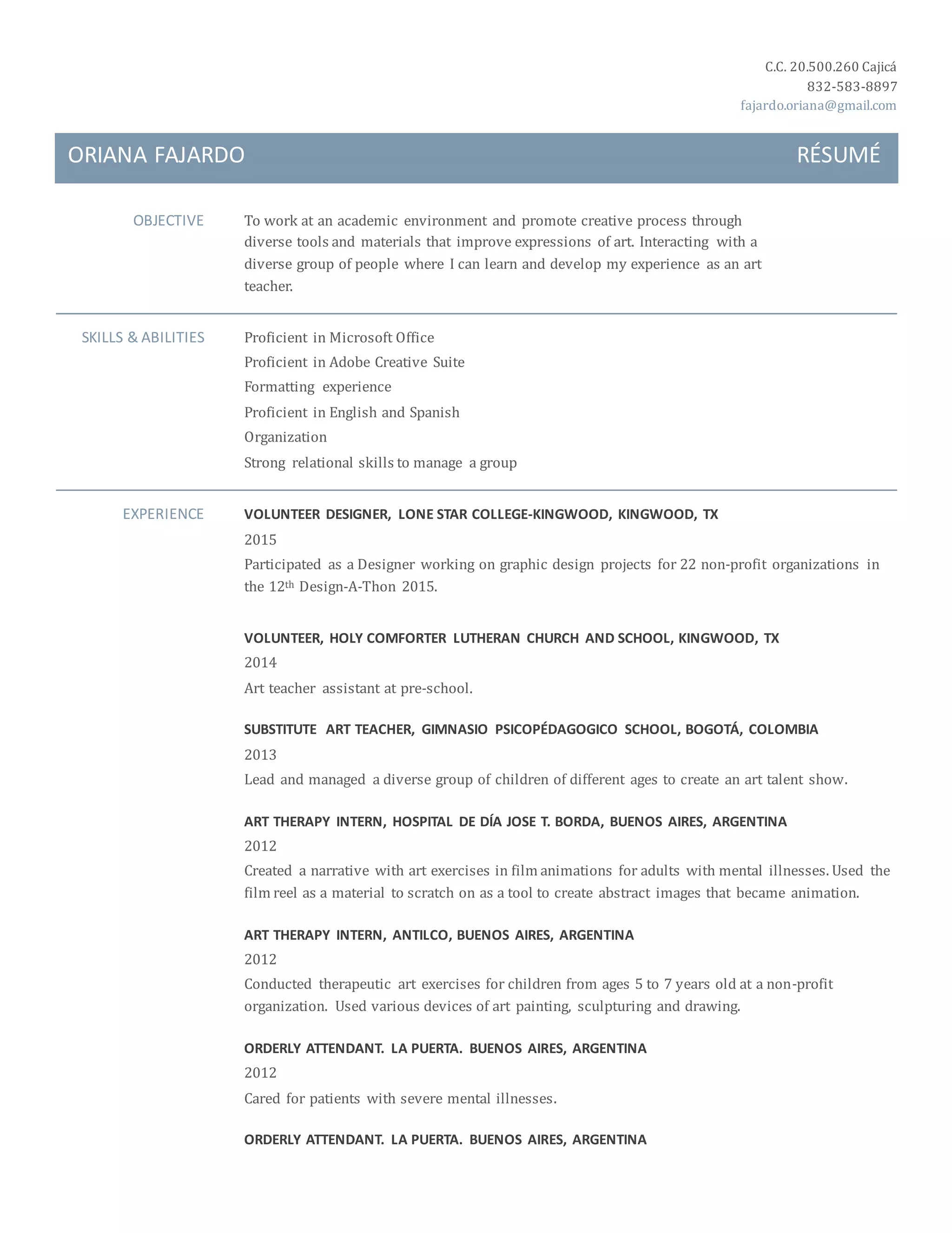 Oriana Fajardo Resume 2015-04-14 | DOCX