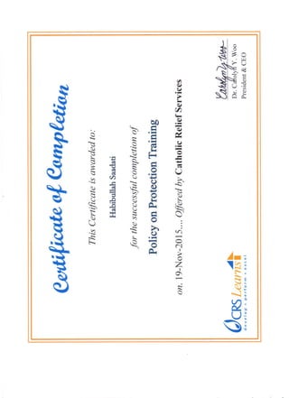 Certificate - policy on protection training | PDF