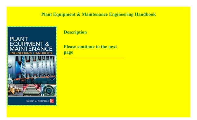 Plant Equipment & Maintenance Engineering Handbook ((P.D.F))^^@@ | PDF