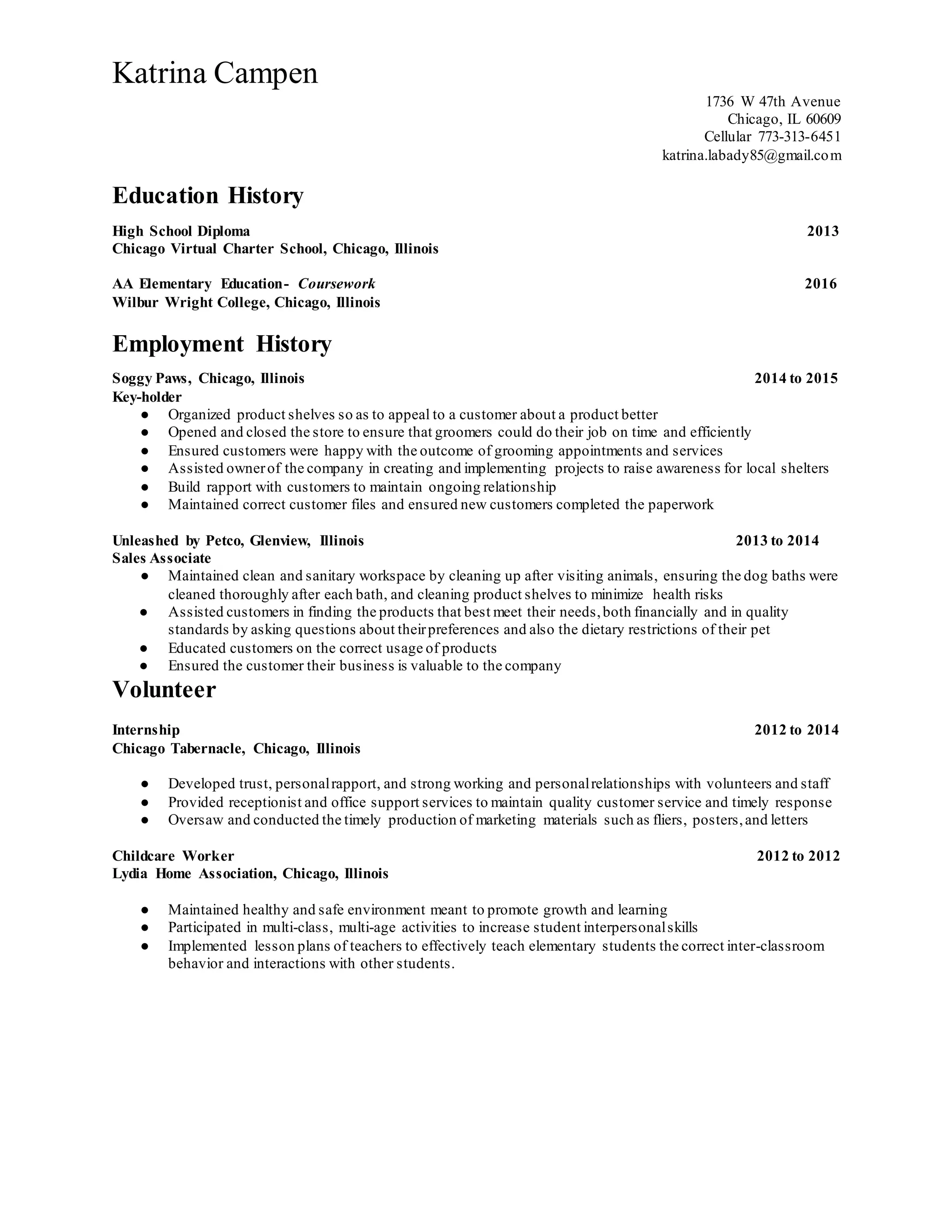 KatrinaResume2016 | PDF