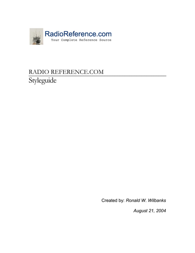 The Radio Reference.com_Styleguide | DOC | Databases | Computer ...