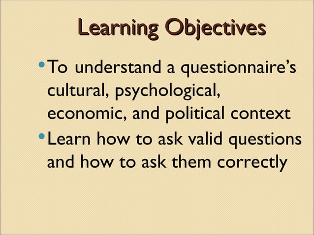 Introduction to Questionnaire design PPT | PPT