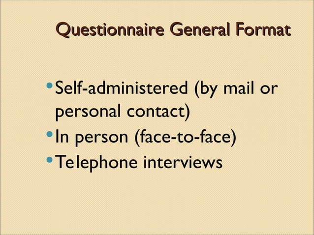 Introduction to Questionnaire design PPT | PPT