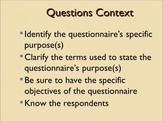 Introduction to Questionnaire design PPT | PPT