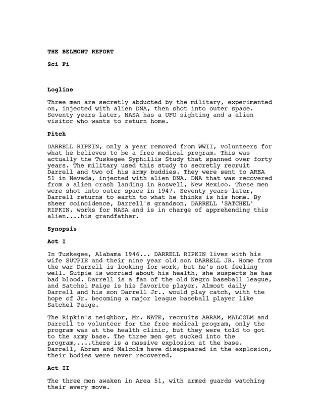 The Belmont Report synopsis copy | PDF | Science Fiction | Genres