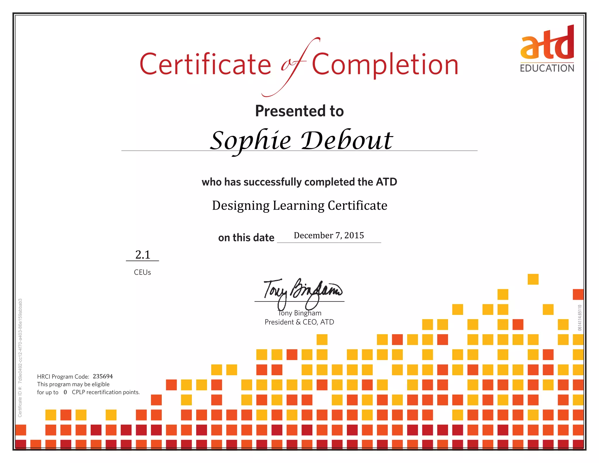 Sophie Debout ADT Certification of Designing Learning | PPT