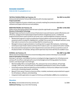Chantry%2c Rich - Resume (CI) | PDF