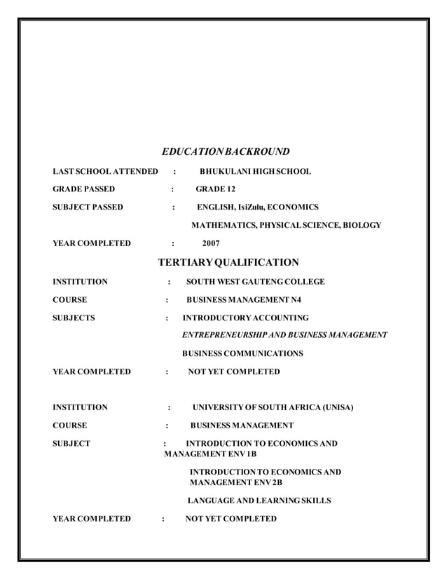 CURRICULUM VITAE of MSIBI SIFISO | DOCX | Logistics | Business