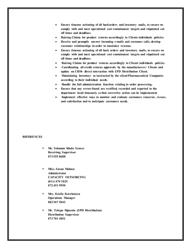 CURRICULUM VITAE of MSIBI SIFISO | DOCX | Logistics | Business