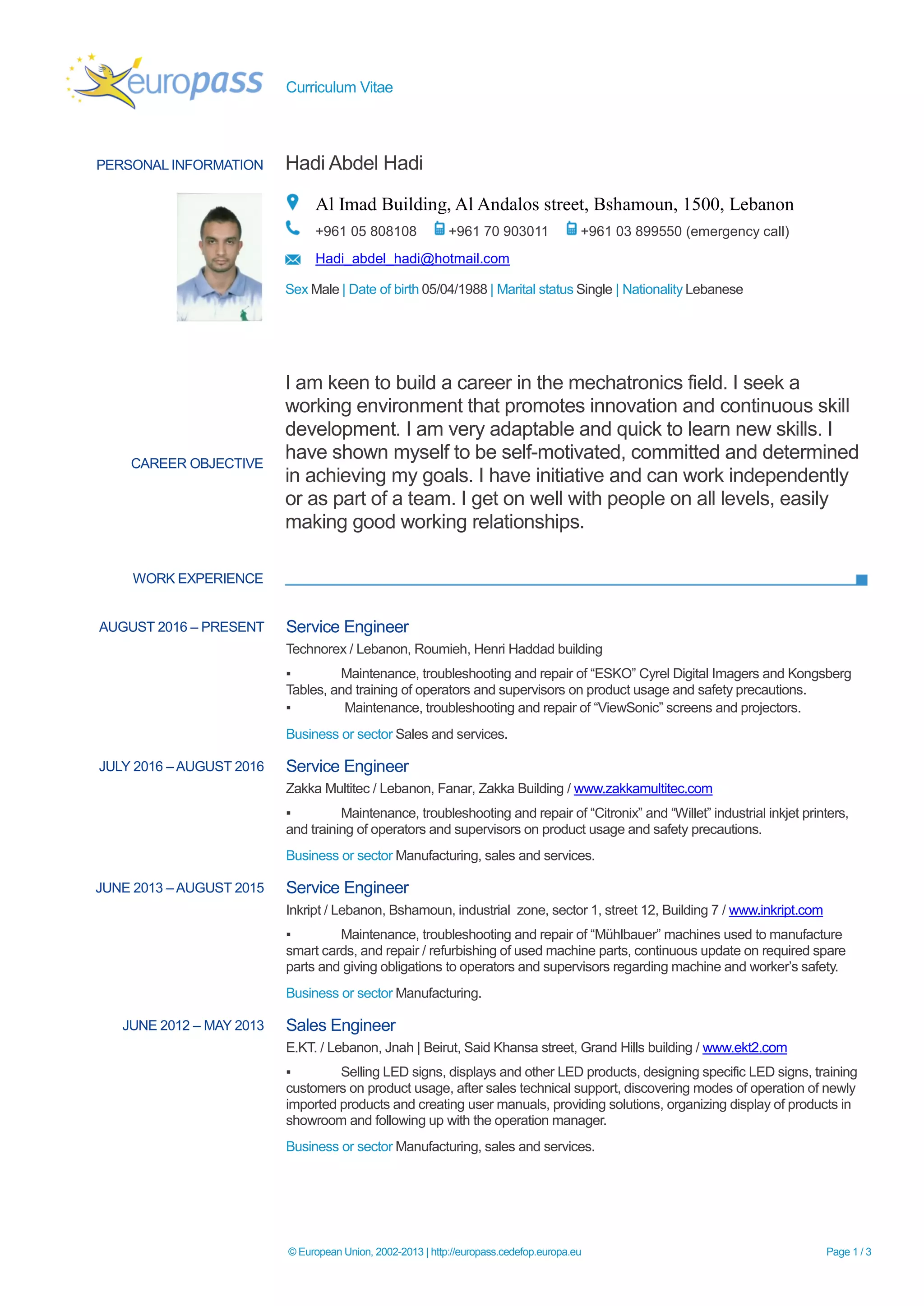 CV - Hadi Abdel Hadi | PDF