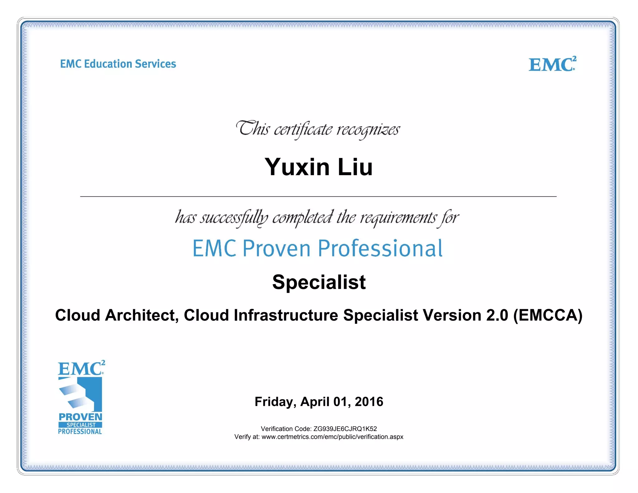 Cloud Architect, Cloud Infrastructure Specialist Version 2.0 (EMCCA ...
