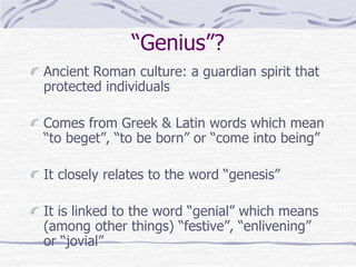 EXERPT Releasing Genius in the Classroom | PPT