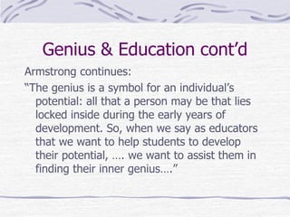 EXERPT Releasing Genius in the Classroom | PPT