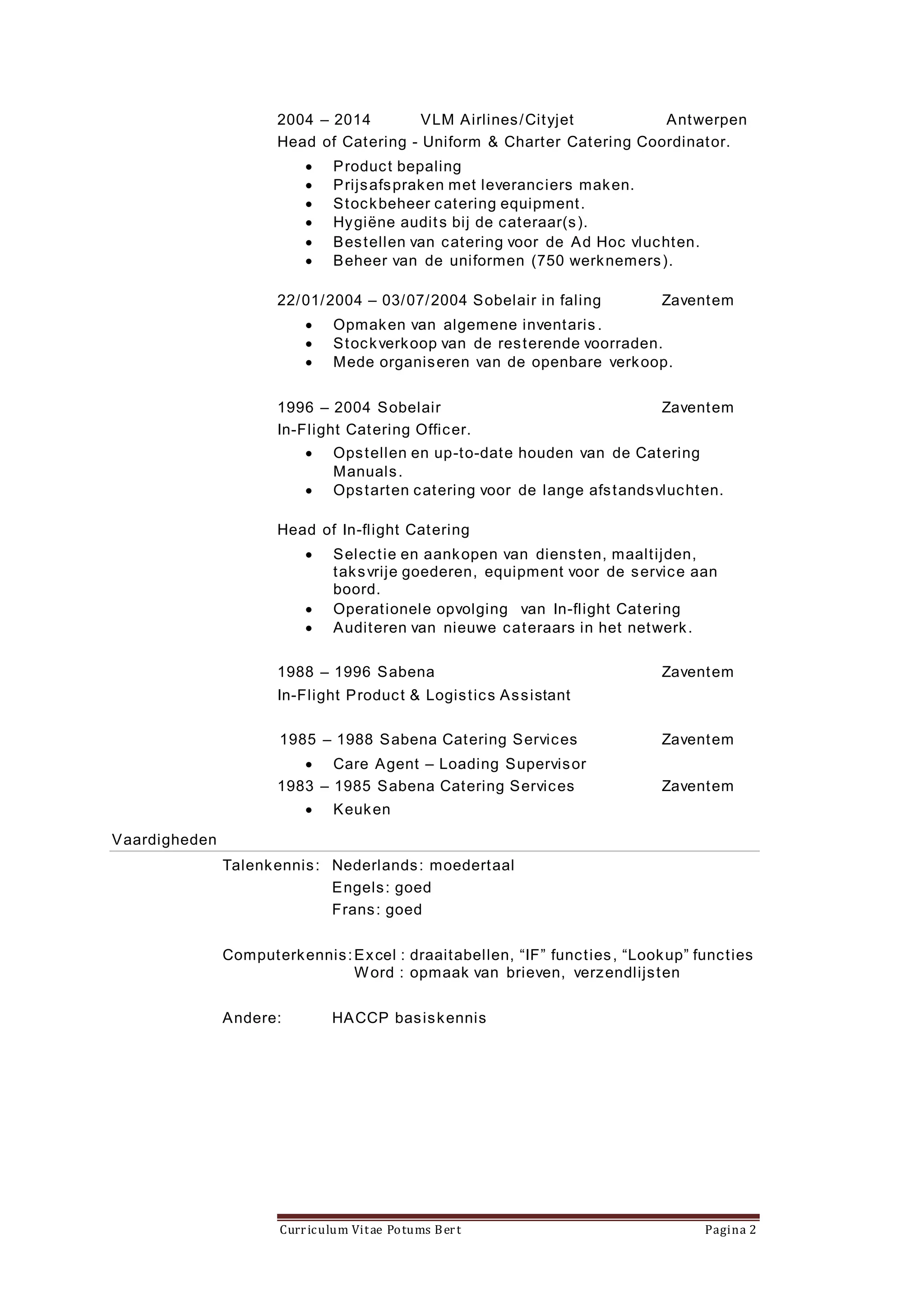 CV Bert Potums | PDF