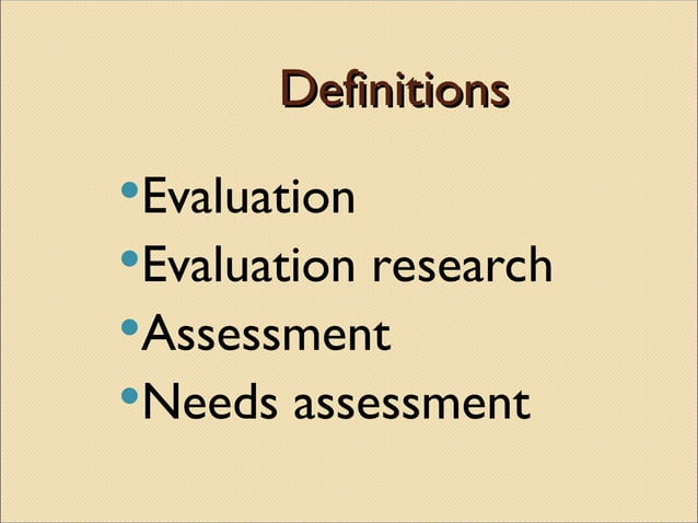 power point about INTRODUCTION TO PROGRAM EVALUATION | PPT
