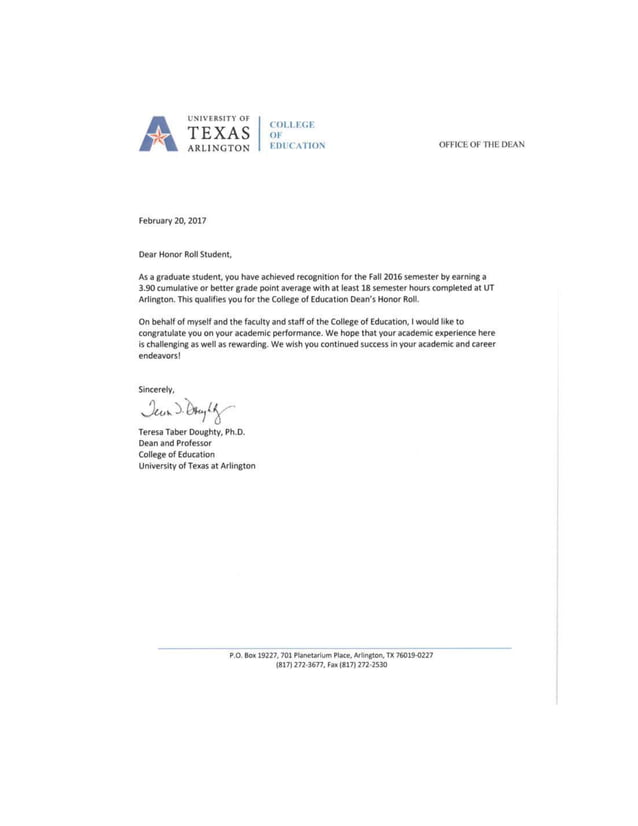 deans list honors | DOCX