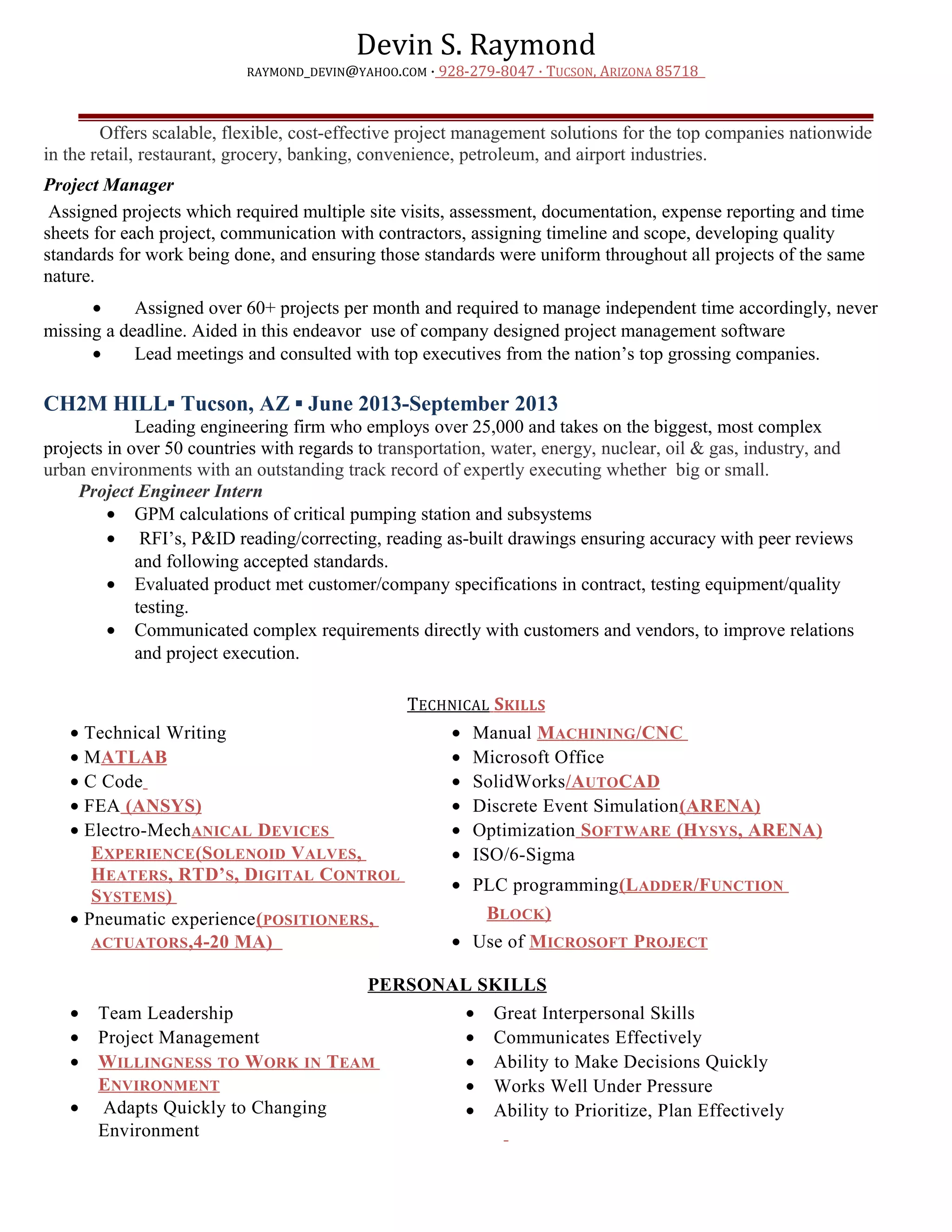 Devin Raymond Resume 12.15.15