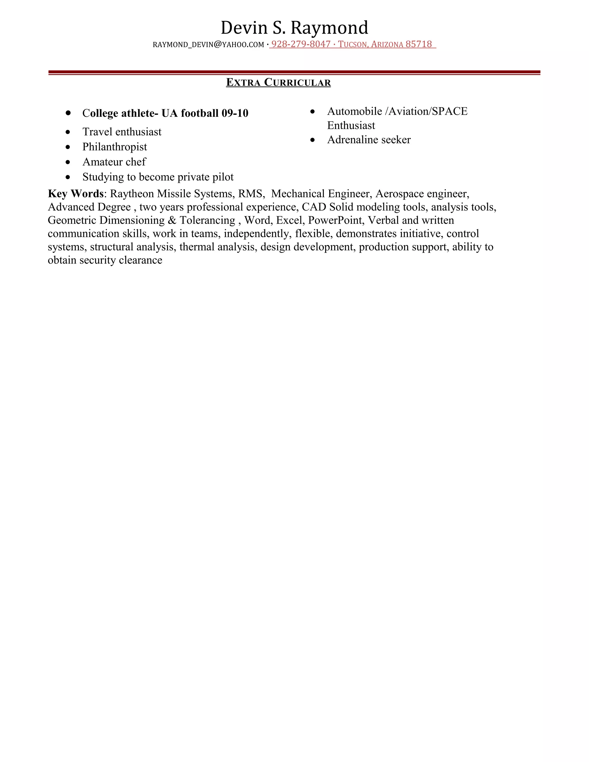 Devin Raymond Resume 12.15.15