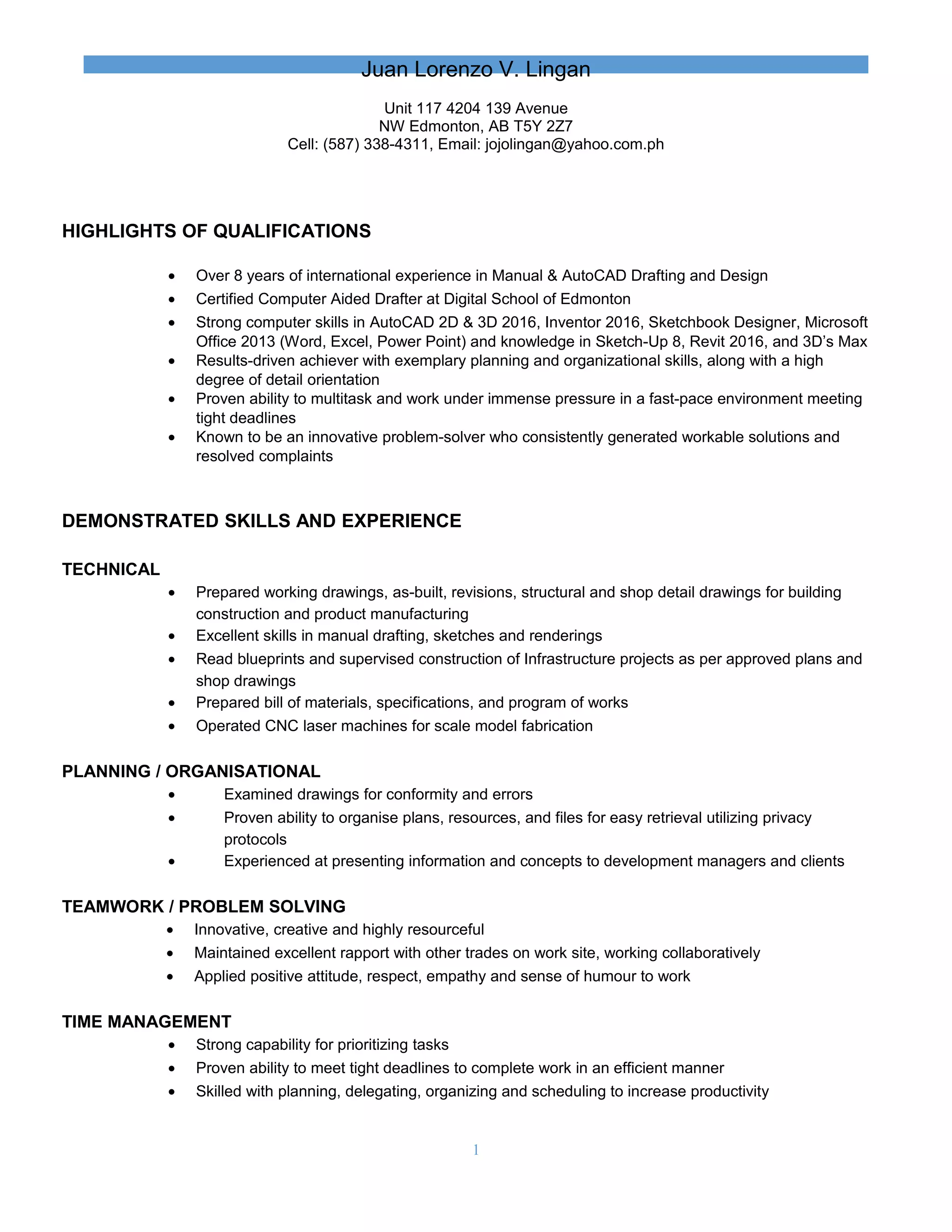 Resume CAD (2 pages) | DOC