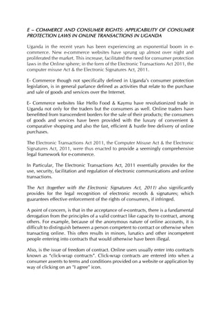 E – COMMERCE AND CONSUMER RIGHTS | PDF