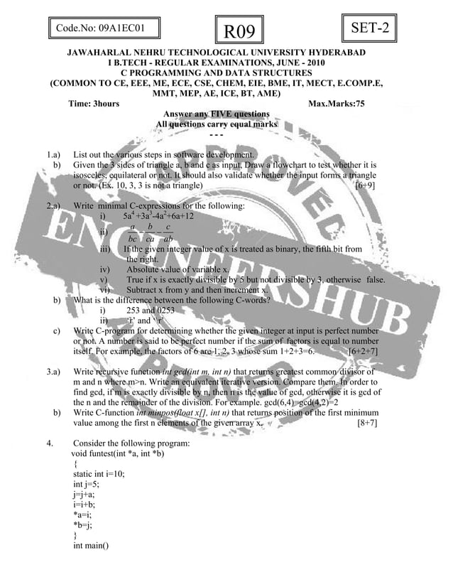 09 a1ec01 c programming and data structures | PDF