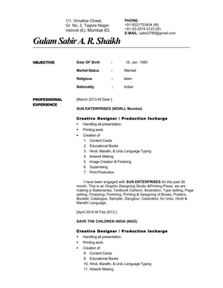 Sabir Resume | DOC