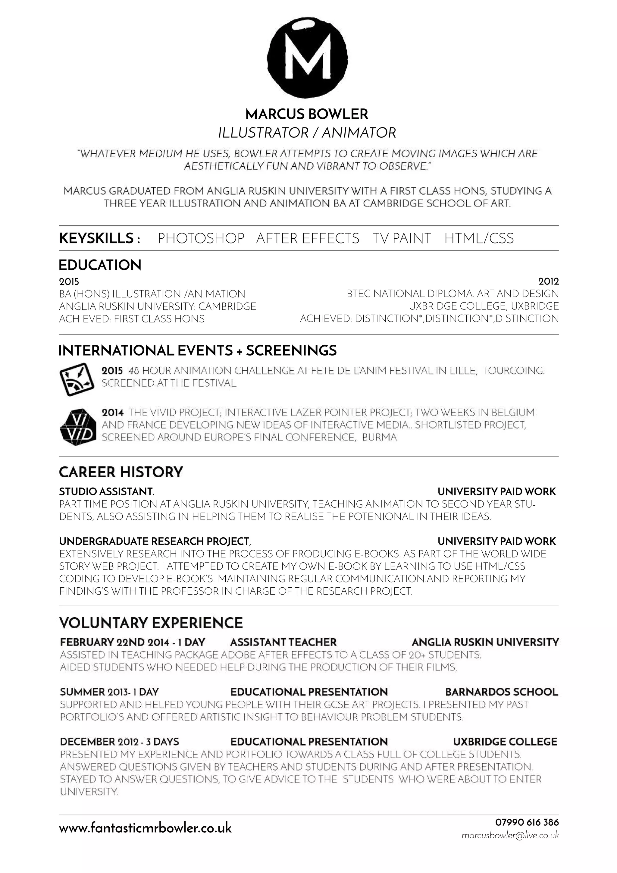 Marcus Bowler CV | PDF