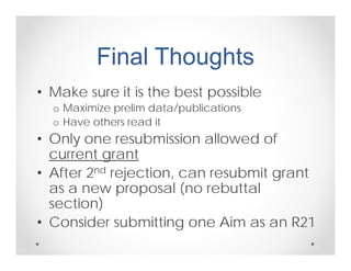 "How Write the "Specific Aims" and "The Rebuttal Letter" by Scott ...
